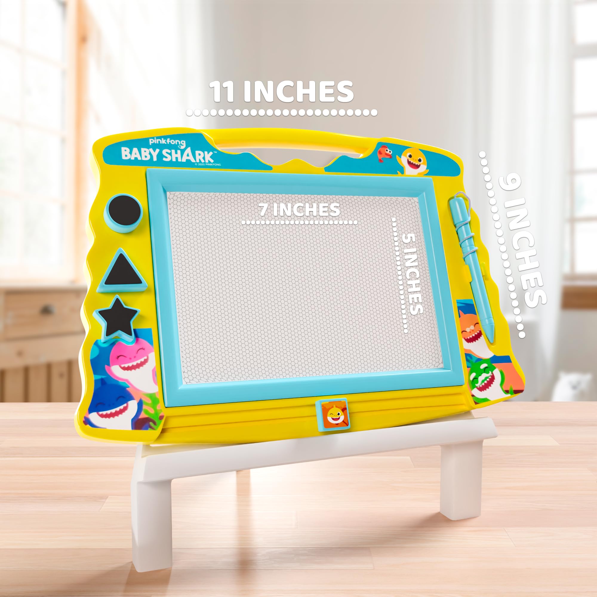 Lollipop Baby Shark Magnetic Drawing Board with Stylus and 3 Stamps, for Boys or Girls (Blue)…
