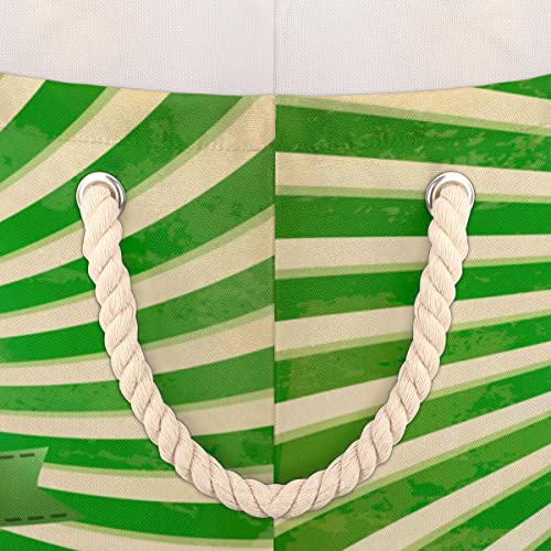 Saint Patrick's Day Green Hat(01) Large Round Baskets for Storage Laundry Baskets with Handles Blanket Storage Basket for Bathroom Shelves Bins for Organizing Nursery Hamper Girl Boy