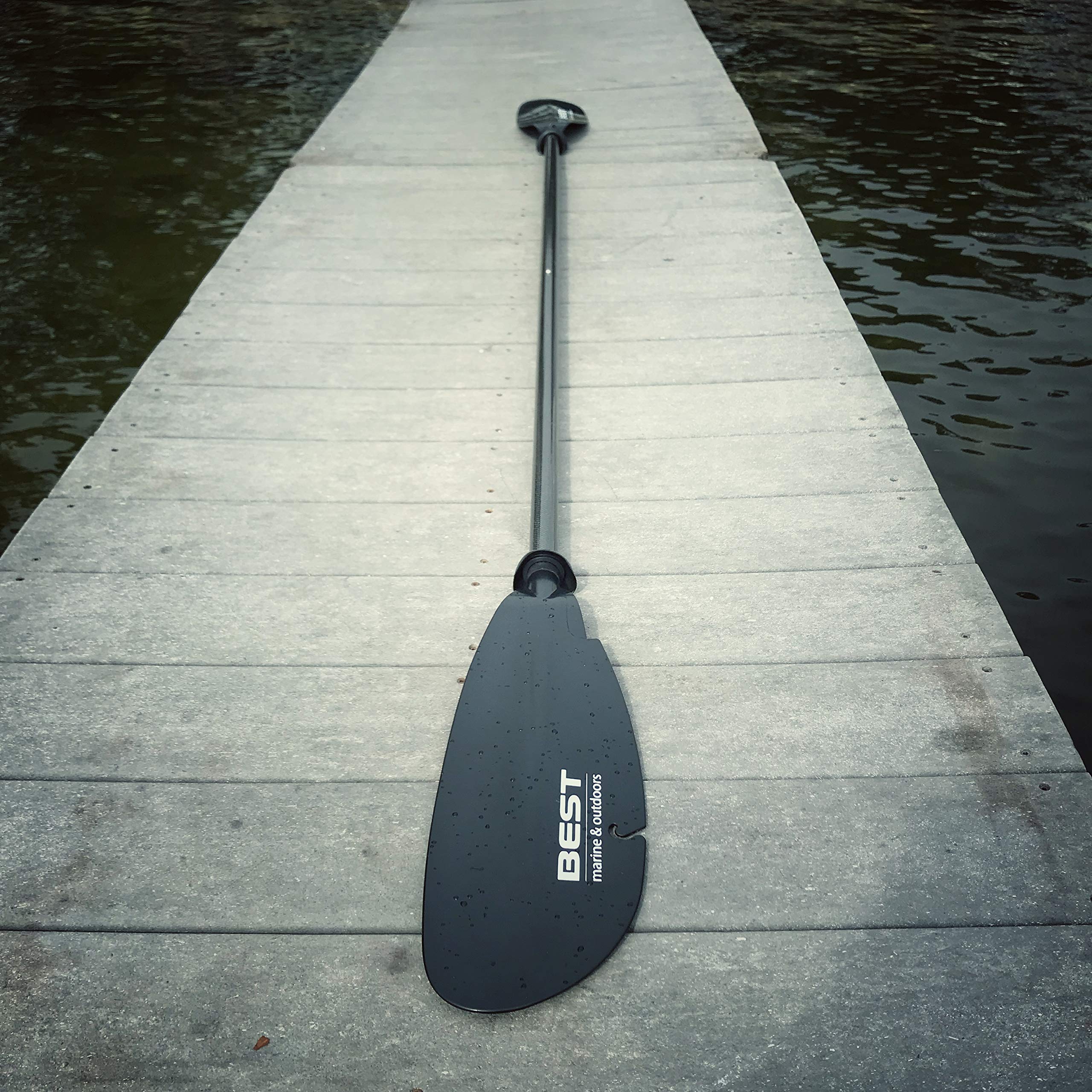 Best Marine and Outdoors Kayak Fishing Paddle, Adjustable 250cm Carbon Fiber Angler Oar with ABS Blades, 34oz Lightweight, 2 Piece Kayaking Accessories with 5ft Leash