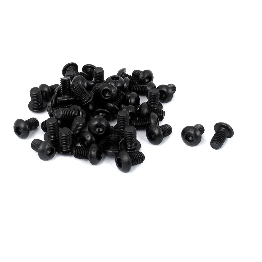 uxcell M6x10mm Button Head Hex Socket Cap Screw Bolt Black 50pcs