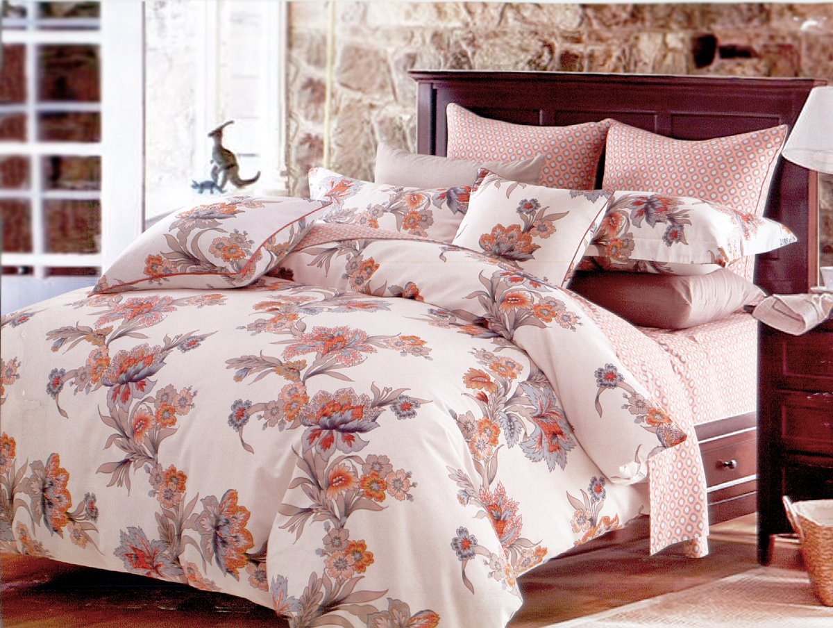Dolce Mela DM501K 6 Piece Duvet Cover Set, King, Abloom