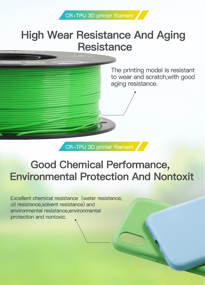 Creality TPU Filament 1.75mm, 3D Printing Filament, High Hardness & Resilience, Soft Adhesive Material, Elastic, 1kg(2.2lbs) TPU Filament for 3D Printer (White)