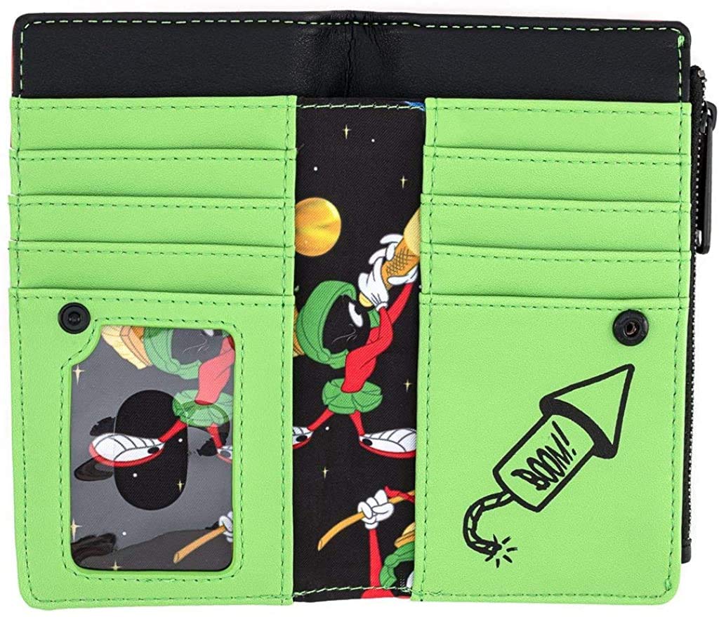 Loungefly x Looney Tunes Marvin the Martian K-9 Flap Wallet (Red/Green, One Size)