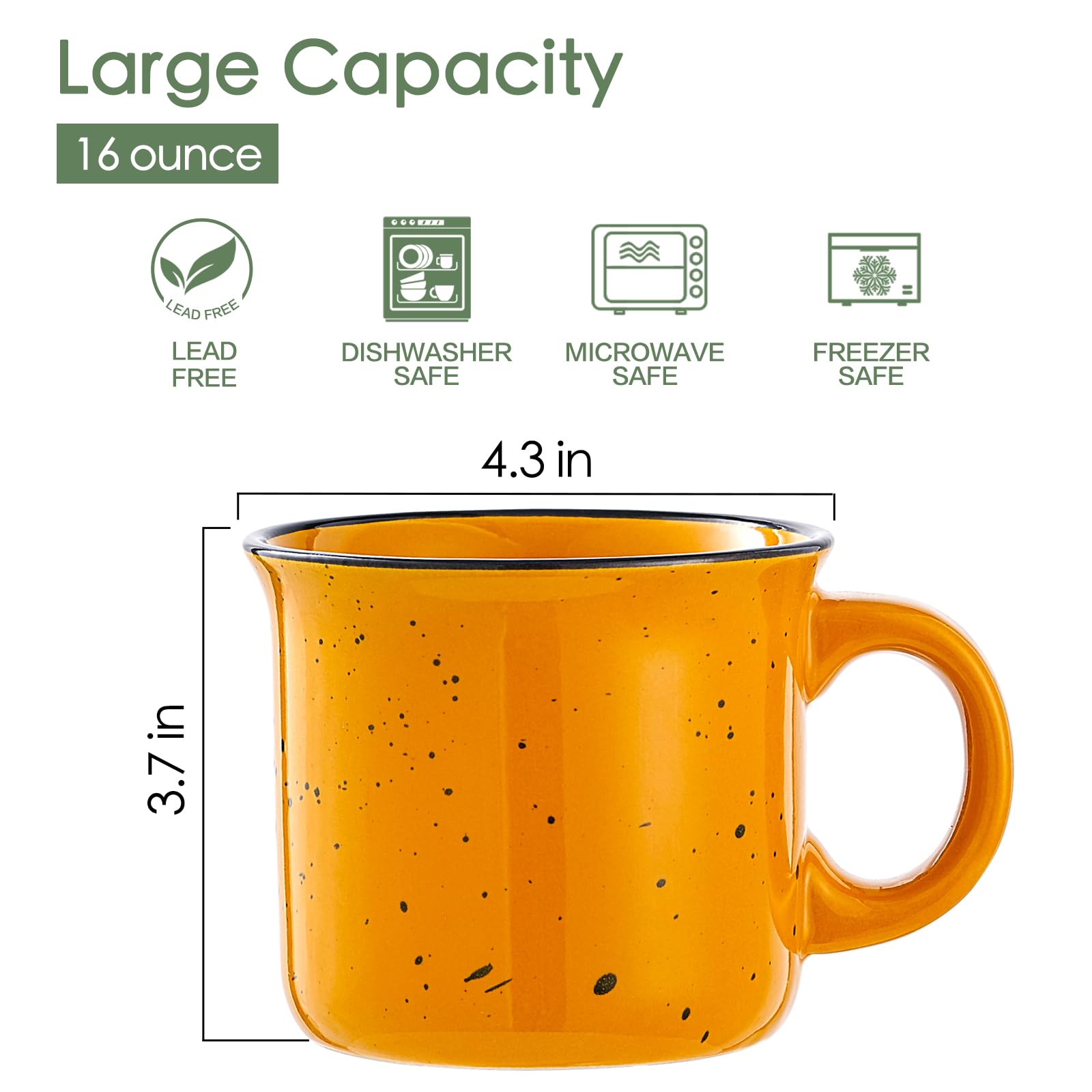 bestone Coffee Mugs Set of 4,16 oz Large Coffee Mugs, Ceramic Mugs with Handles,Coffee,Salad,Noodles etc Coffee Mugs, Cups for Coffee Cereal Latte ,Microwave & Dishwasher safe,Vibrant Colors