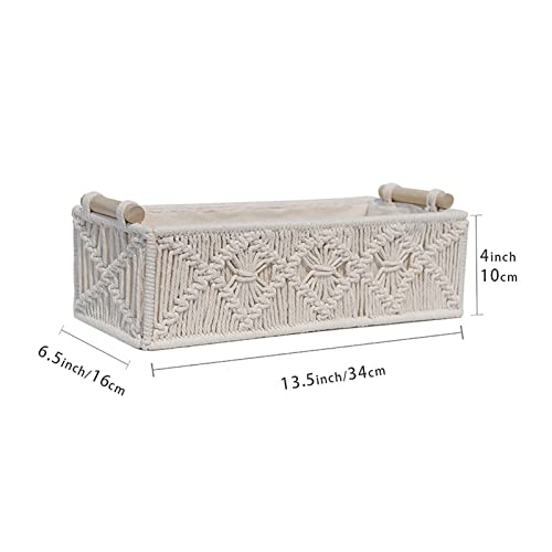 DEPILA Rope Woven Storage Basket, Boho Decor for Home Tabletop Desktop Decoration, L Newsstand