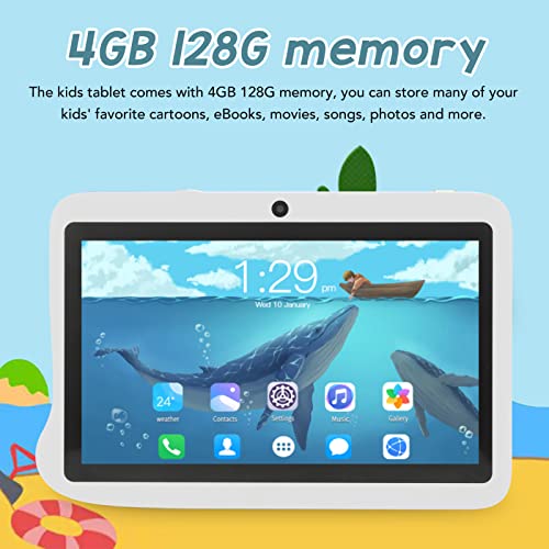 CHICIRIS Kids Tablet, 5G Dual Band WiFi 100β240V 7in Kids Tablet 4G 128G for Gaming (White)