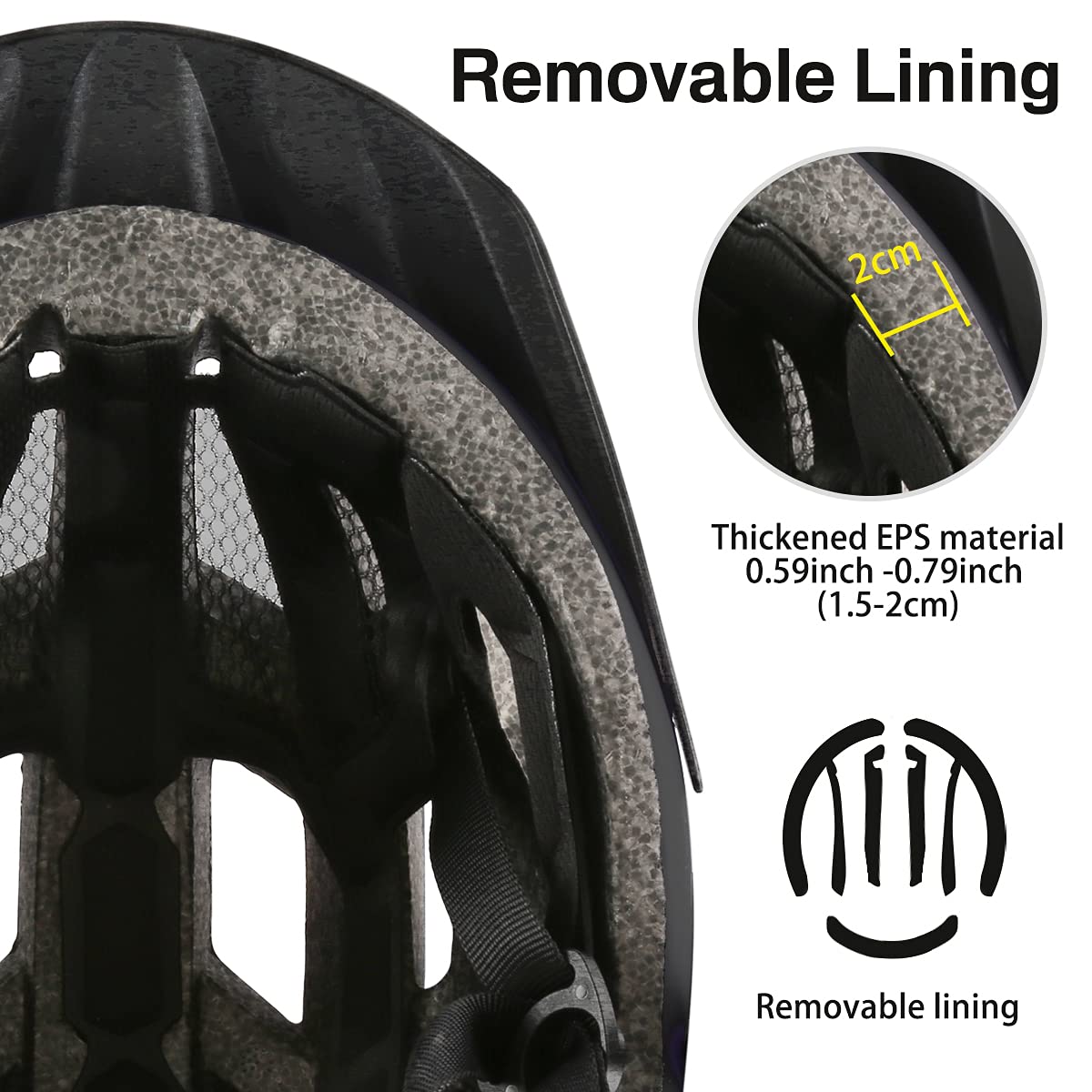 Bike Helmet for Men Women LED Rear Light Mountain Bike Helmet for Adults with Replacement Pads & Detachable Visor Adjustable Bicycle Helmets