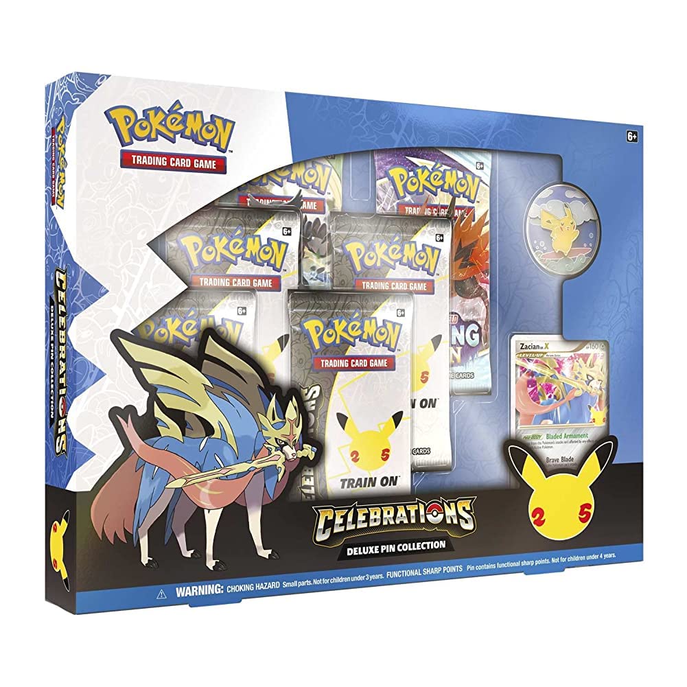 Pokemon TCG: Celebrations Deluxe Pin Zacian LV.X Booster Collection Box
