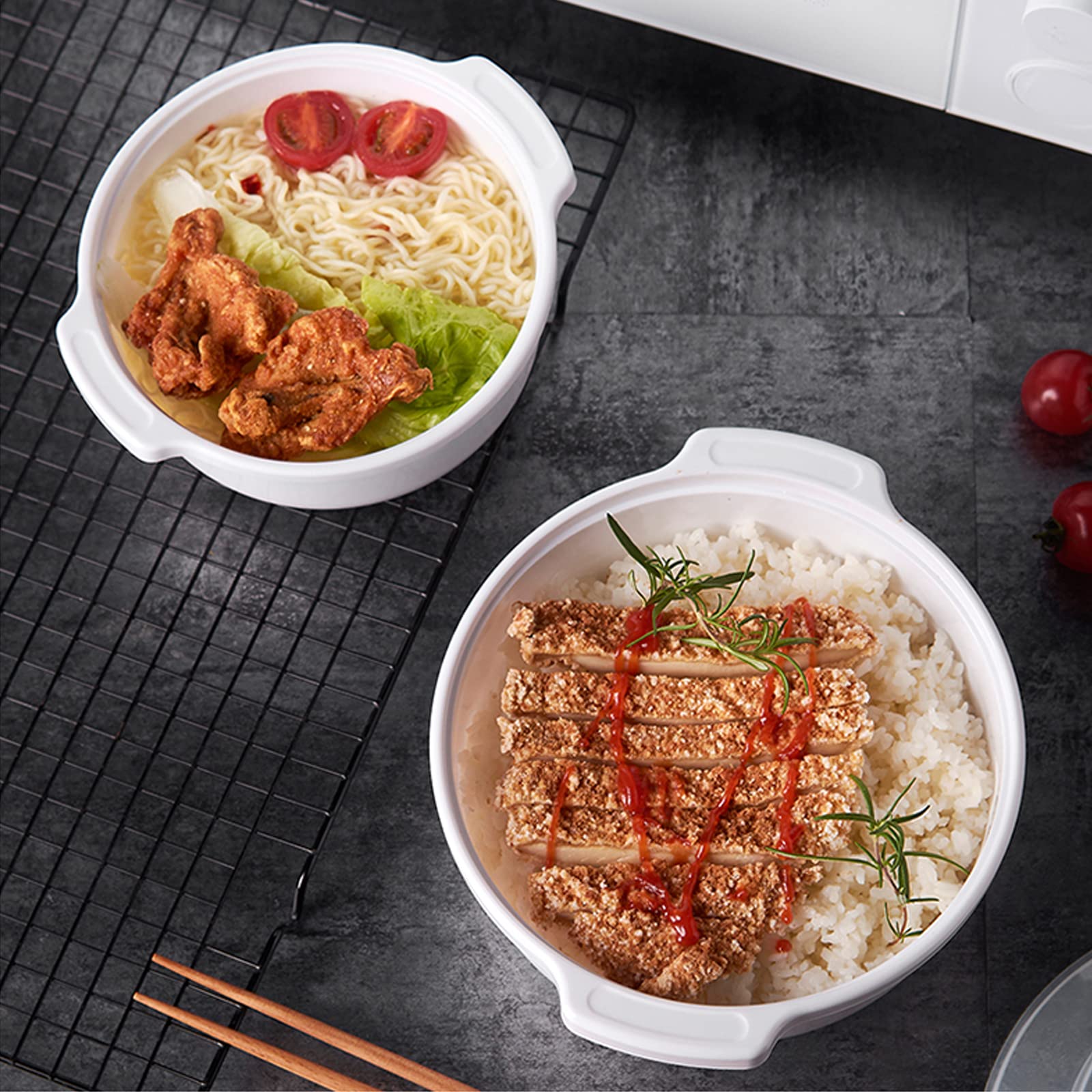 Cheeren 70oz/2L Microwave Ramen Cooker Noodle or Soup Bowl ,Perfect for Breakfast, College Dorm Essentials for Boys Girls,Office, Dishwasher-Safe (Large)