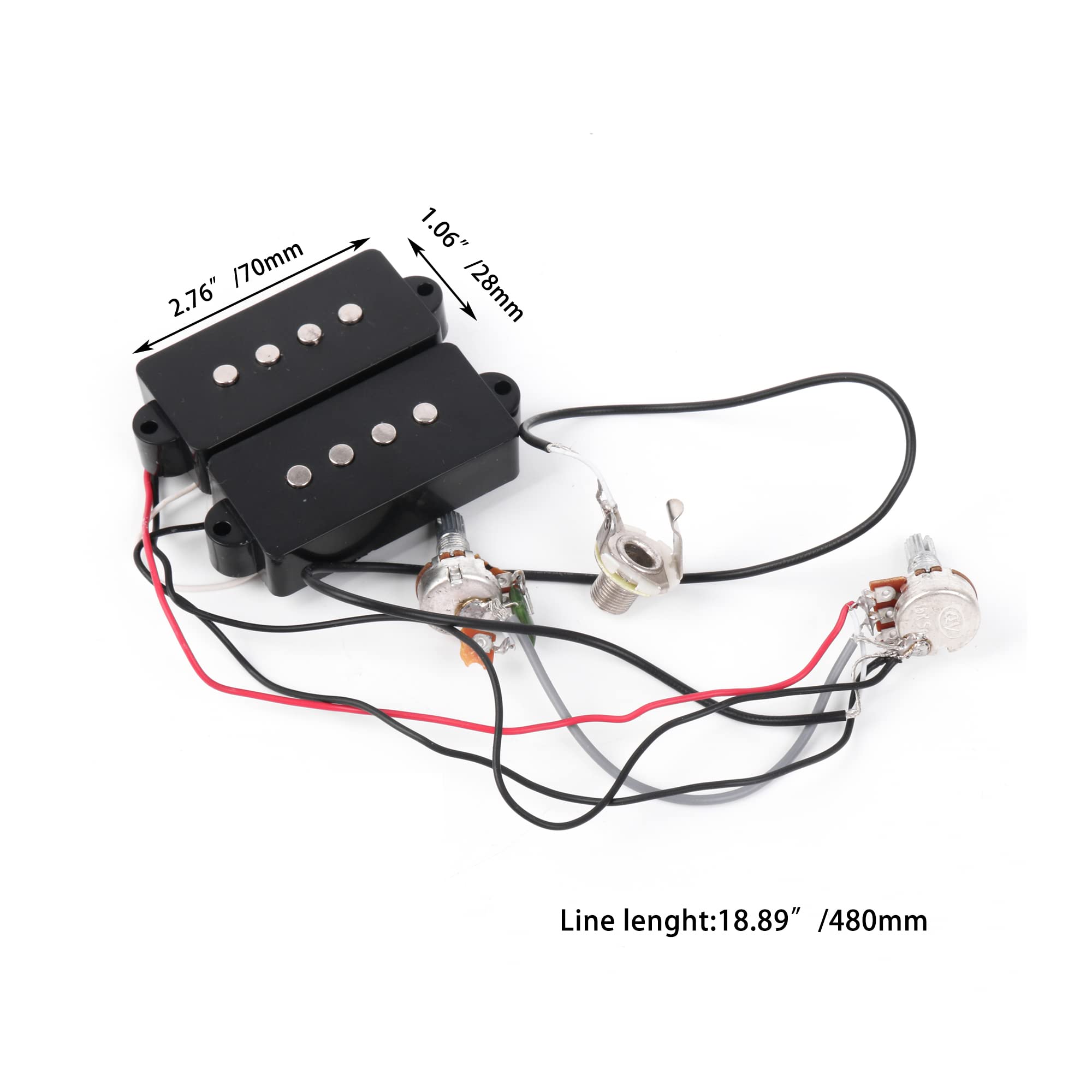 lovermusic 4 Strings Musical Ceramic Magnet ABS Modern Bass Opened Prewired Pickup Black