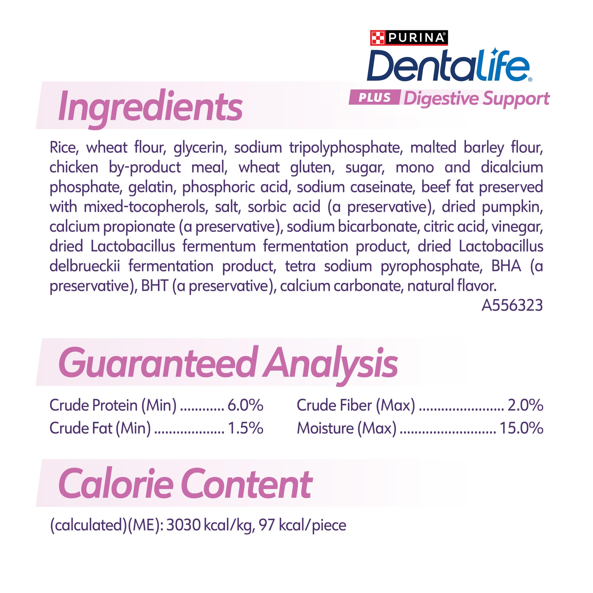 Dentalife Purina Plus Digestive Support Chicken and Pumpkin Flavor Large Dog Dental Chews, MP - 19 ct. Pouch