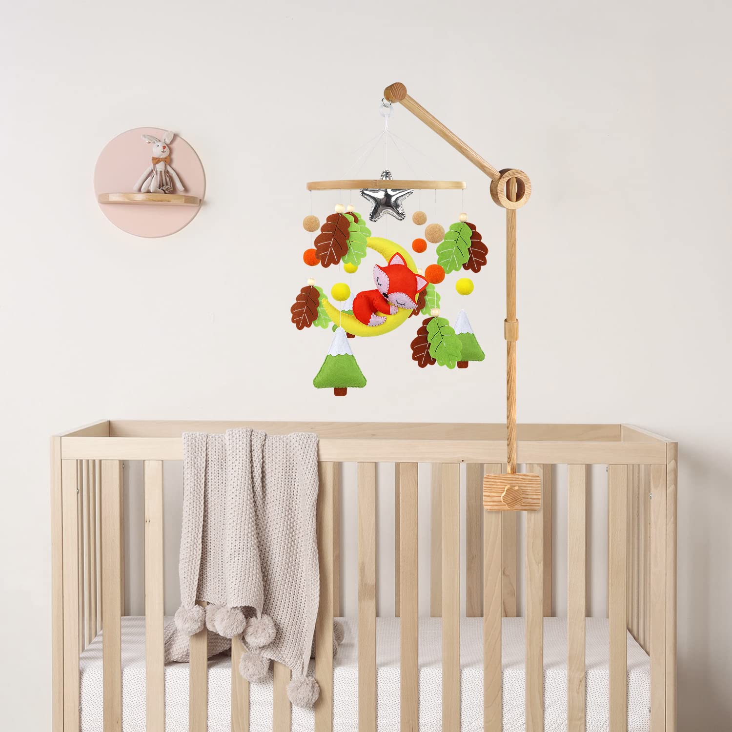 EVERLOVE | Wooden Mobile Arm for Crib - Baby Mobile Holder for Crib - Baby Mobile Hanger for Crib (100% Ash Wood)