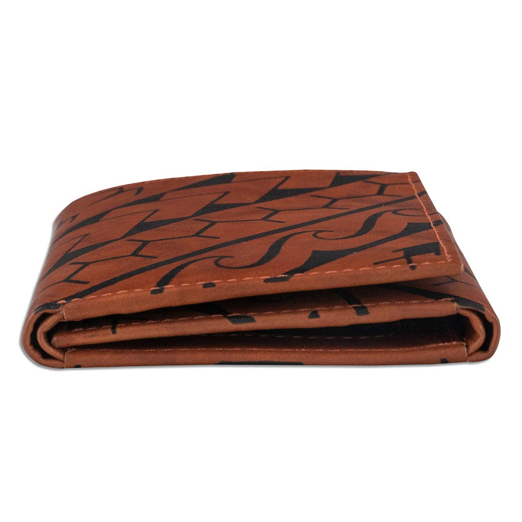 Polynesian Tattoo Trifold Wallet, Genuine Leather, "Manu" Tattoo art by Eugene Ta’ase (Antique Bourbon) from NAKOA