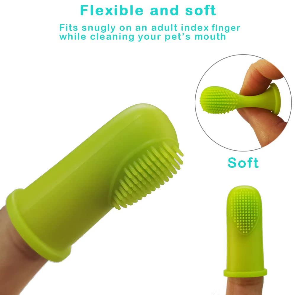 Dog Toothbrush Finger Toothbrush Set (4 Pack, with Dog Eye tears Black Chin Cleaning Tool) , Silicone Toothbrush,Soft bristles, Easy to Clean Teeth, Suitable for Dogs, Cats and Pets to use