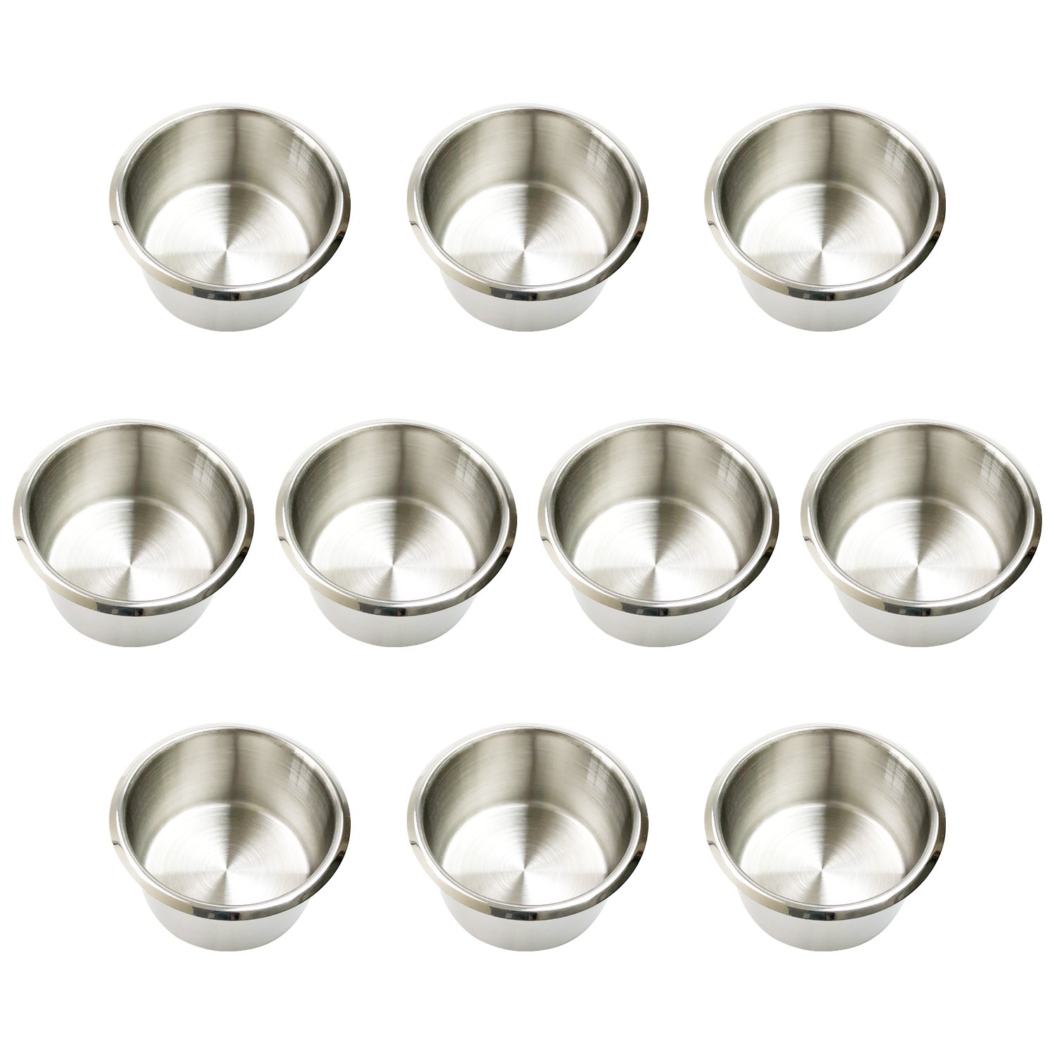 Game Table Cup Holder Insert - 10 Stainless Steel Drop in Large Drink Cup Holders,Boat Poker Table Replacement Cups Accessories