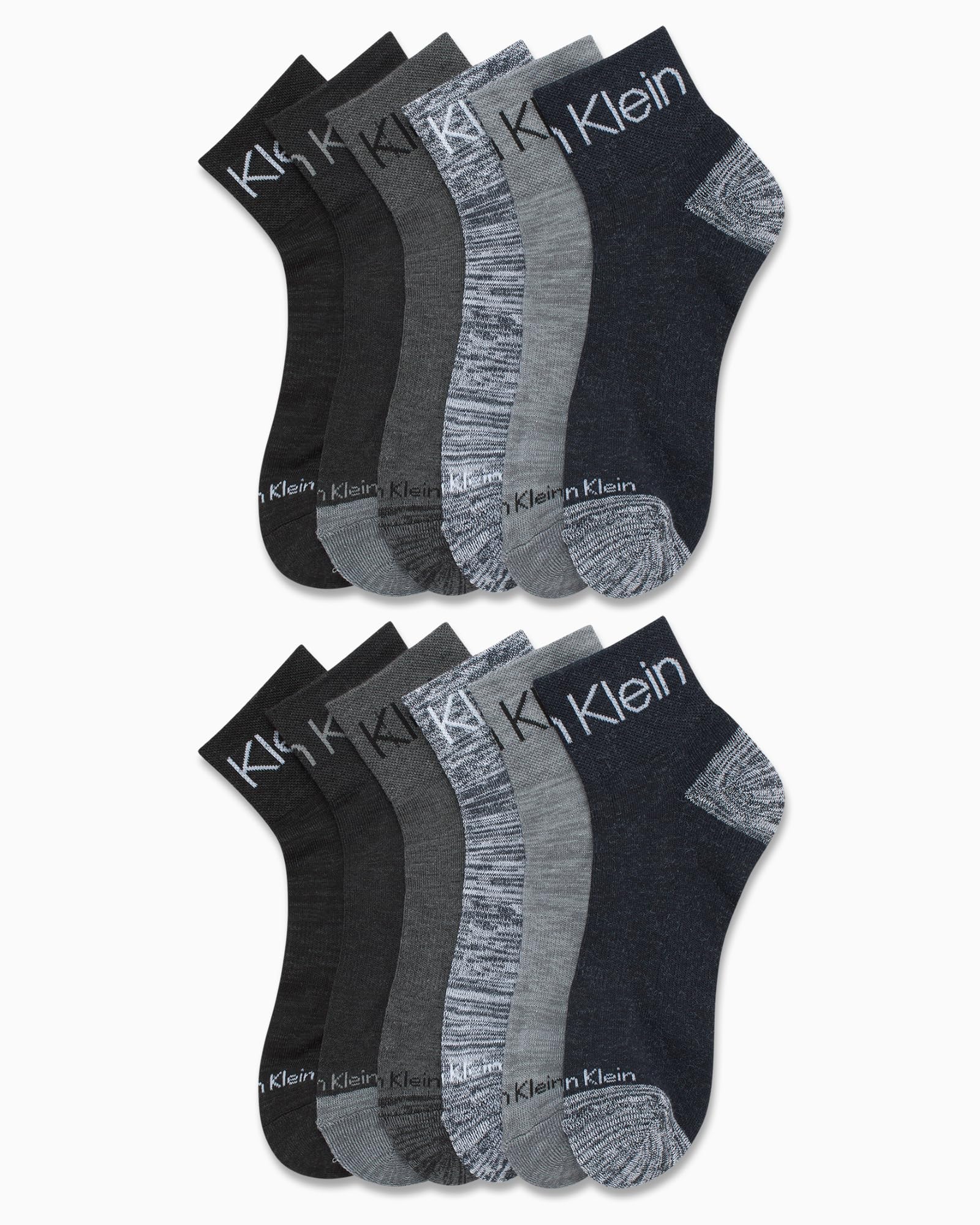 Calvin Klein Men's Socks - Athletic Cushioned Quarter Cut Ankle Socks (12 Pack), Size 7-12, Assorted