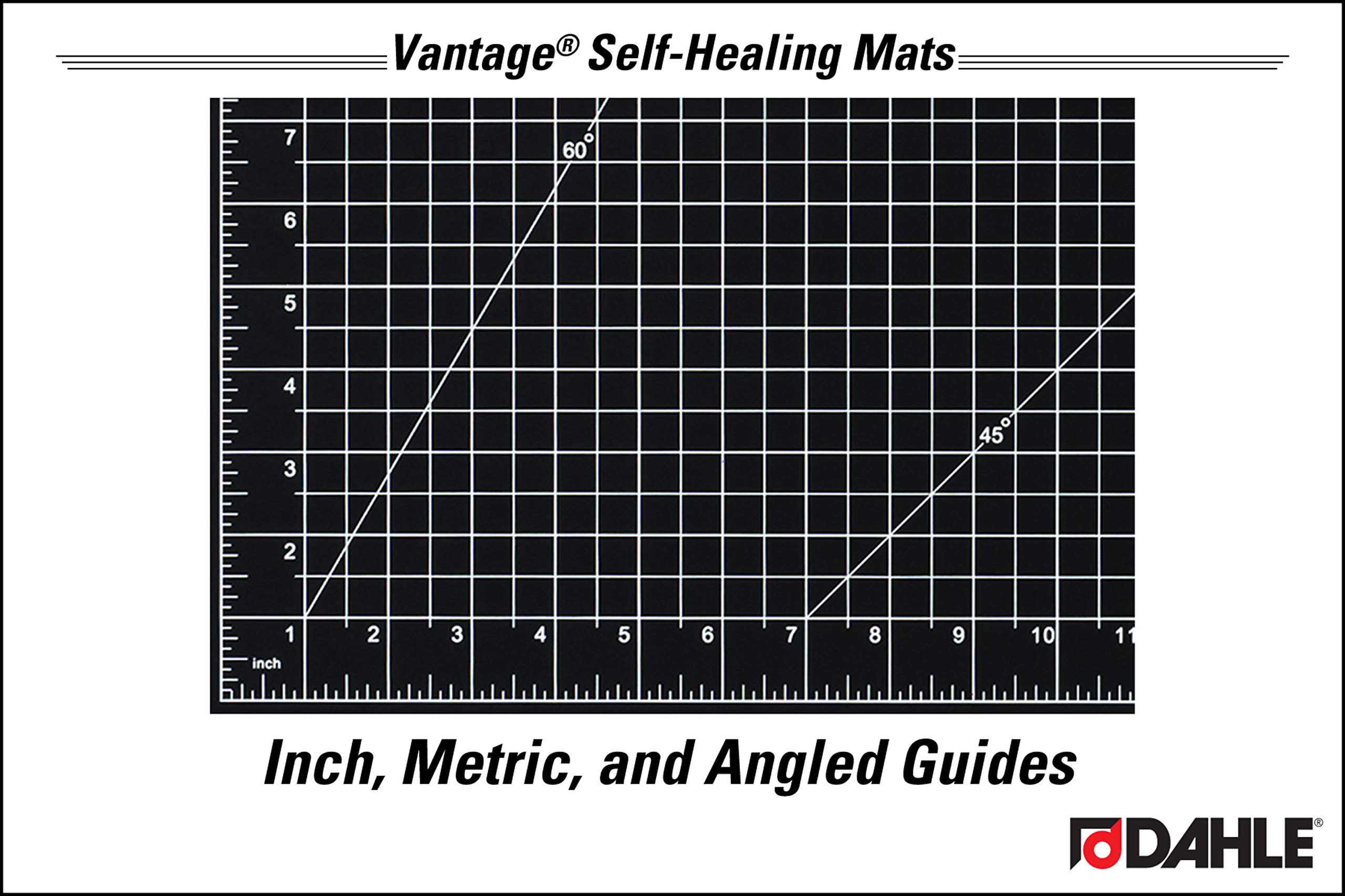 Dahle Vantage 10673 Premium Self-Healing Cutting Mat, 24"x36", 1/2" Grid, 5 Layers for Max Healing, Perfect for Crafts & Sewing, Black