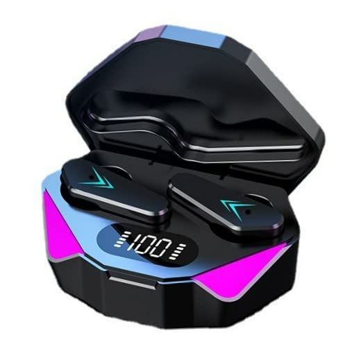 Bluetoth Headphones 50H Playback Wireless Gaming Earbuds with Charging Case Waterproof Earphones in-Ear Headsets with Microphone for Android iOS Laptop TV Smart Phone Computer Sport X15, Black