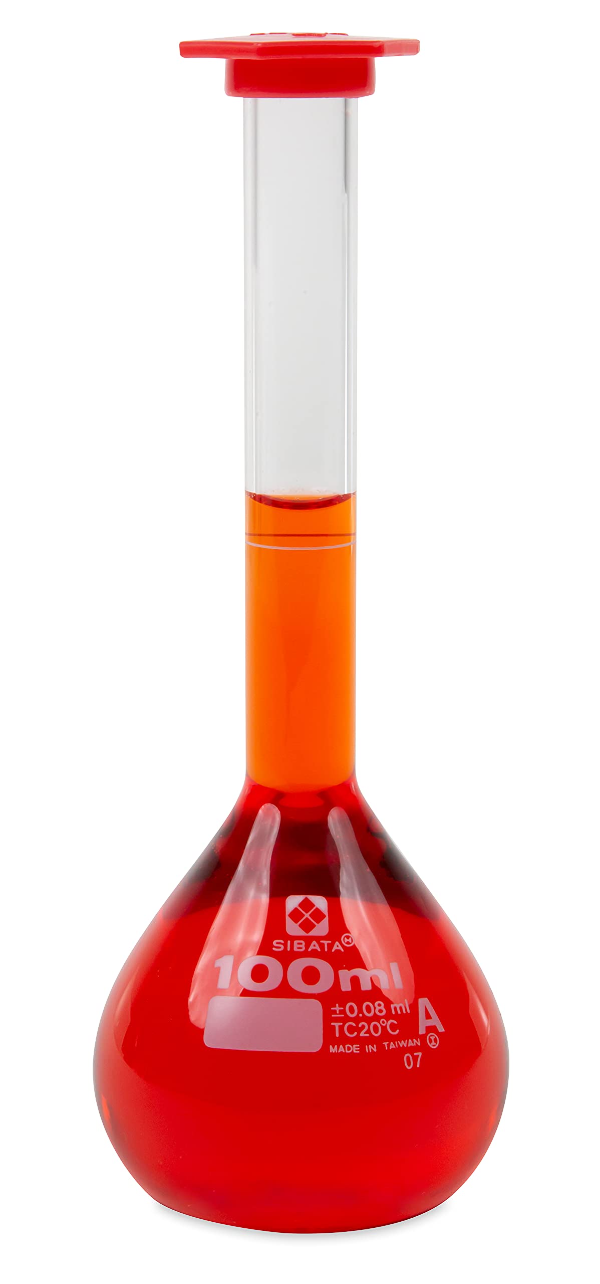Vee Gee Scientific Sibata 2303A-100 Class A 100mL Volumetric Snap Cap Flasks (Pack of 4)