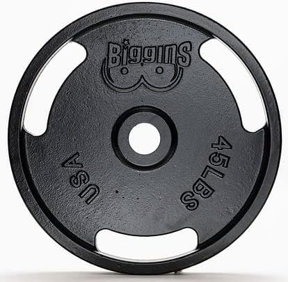 Biggins Cast Iron Olympic Weight Plate Pairs and Sets Strength Training Lifting Working Out (25, Pounds)