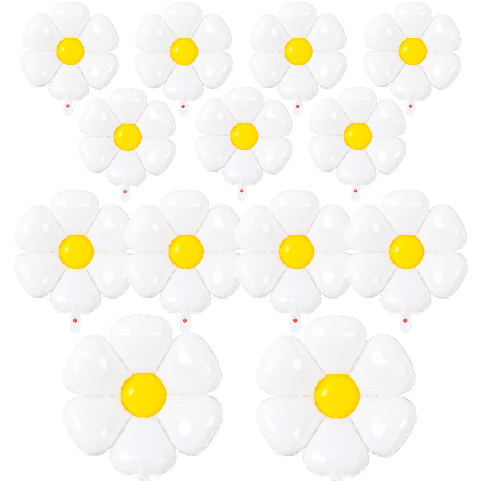 Daisy Balloons- 14Pcs Daisy Flower Foil Balloons for One or Two Groovy Party Decorations Girls Daisy Themed Birthday Party Baby Shower Wedding Daisy Balloons Decorations White