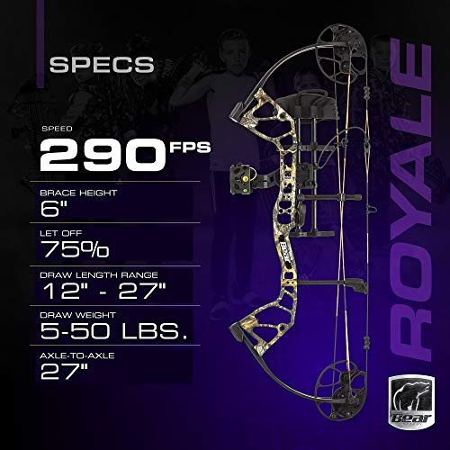 Bear Archery Royale Ready to Hunt Compound Bow Package for Adults and Youth, Right Hand, Realtree Edge
