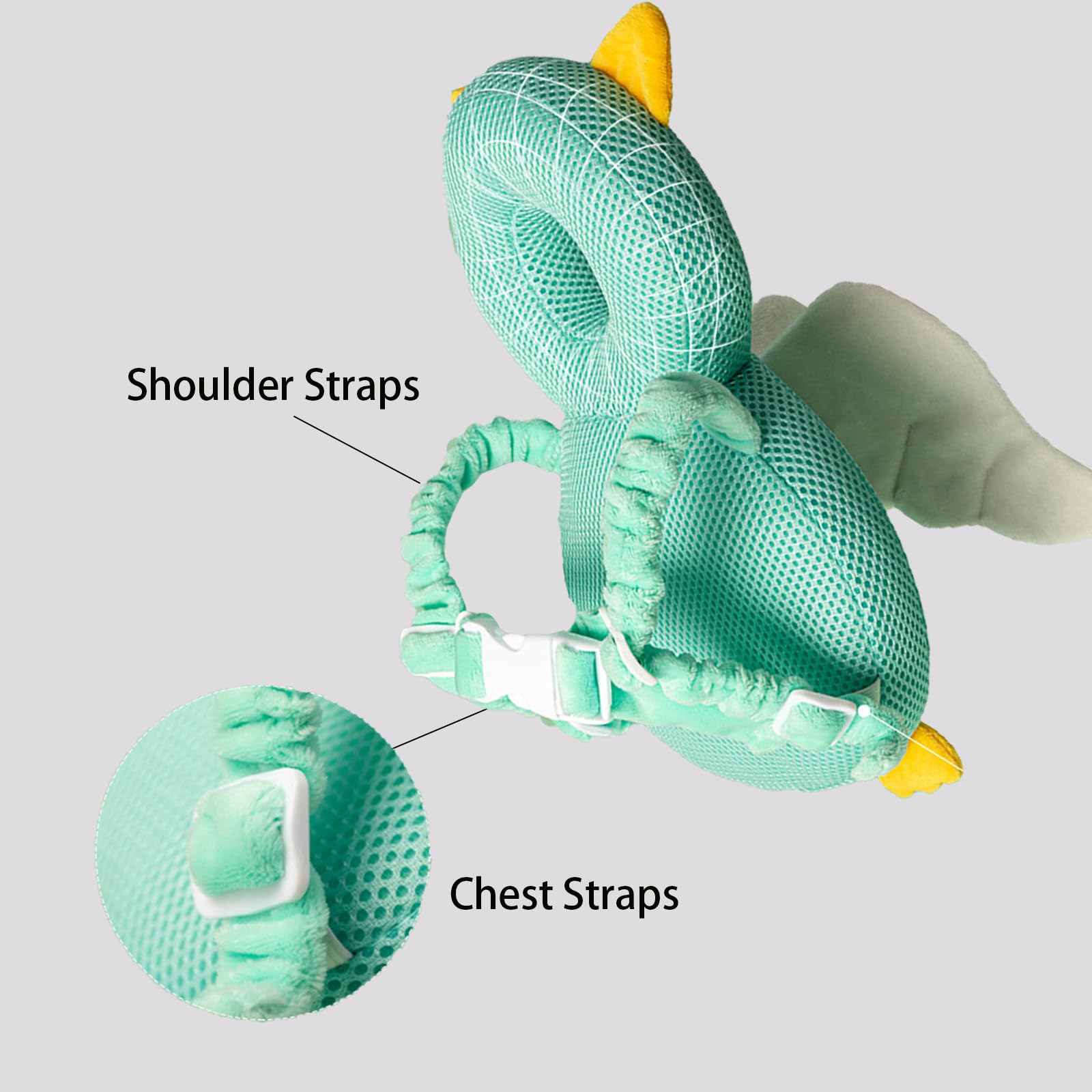 Baby Walker Head Protector Toddler Adjustable Baby Head Protection Backpack Wear Safety Pad (Yellow Lion)