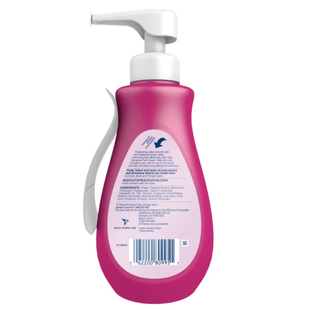 Veet Gel Hair Remover Cream, Sensitive Formula, 13.5 oz (Pack of 3)