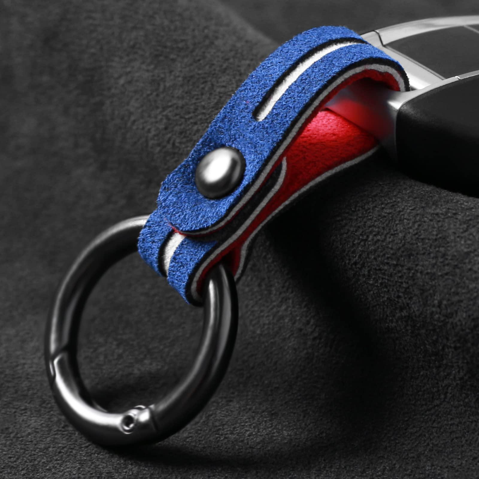 BETTERHUMZ M-Color Alcantara Leather Keychain Ring,Universal Key Chains for Key Fobs for Men and Women Car Accessories (French Style)