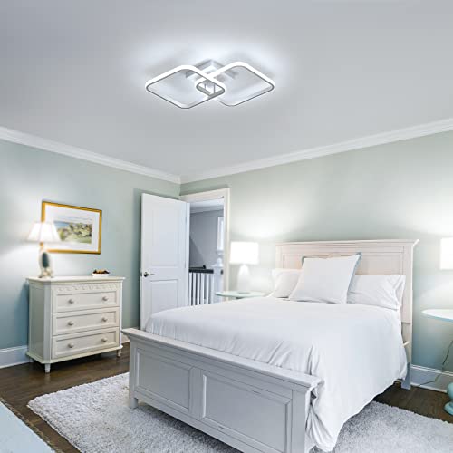 DELIPOP Ceiling Light Fixture, 23 Inch Sqaure Modern LED Ceiling Light, 42W Cold White 6500K Flush Mount Ceiling Light for Hallway Living Room Dinning Room Kitchen and Bedroom Acrylic Ceiling Lamps