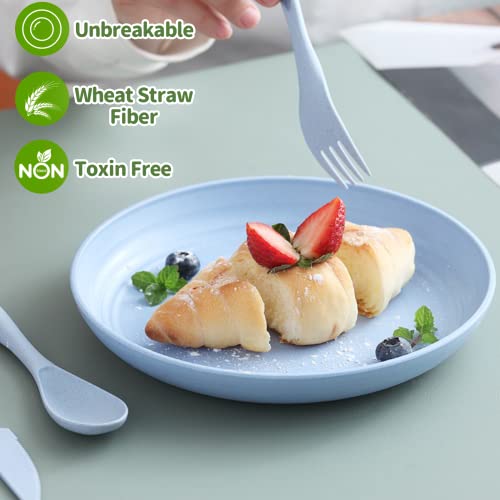 Mfacoy 6 PACK Unbreakable Dinner Plates, 6.9 Inch Wheat Straw Plates, Reusable Deep Plastic Plates, Lightweight Salad Plates for Camping/Kitchen, Dishwasher & Microwave Safe, Kids-toddler & Adult