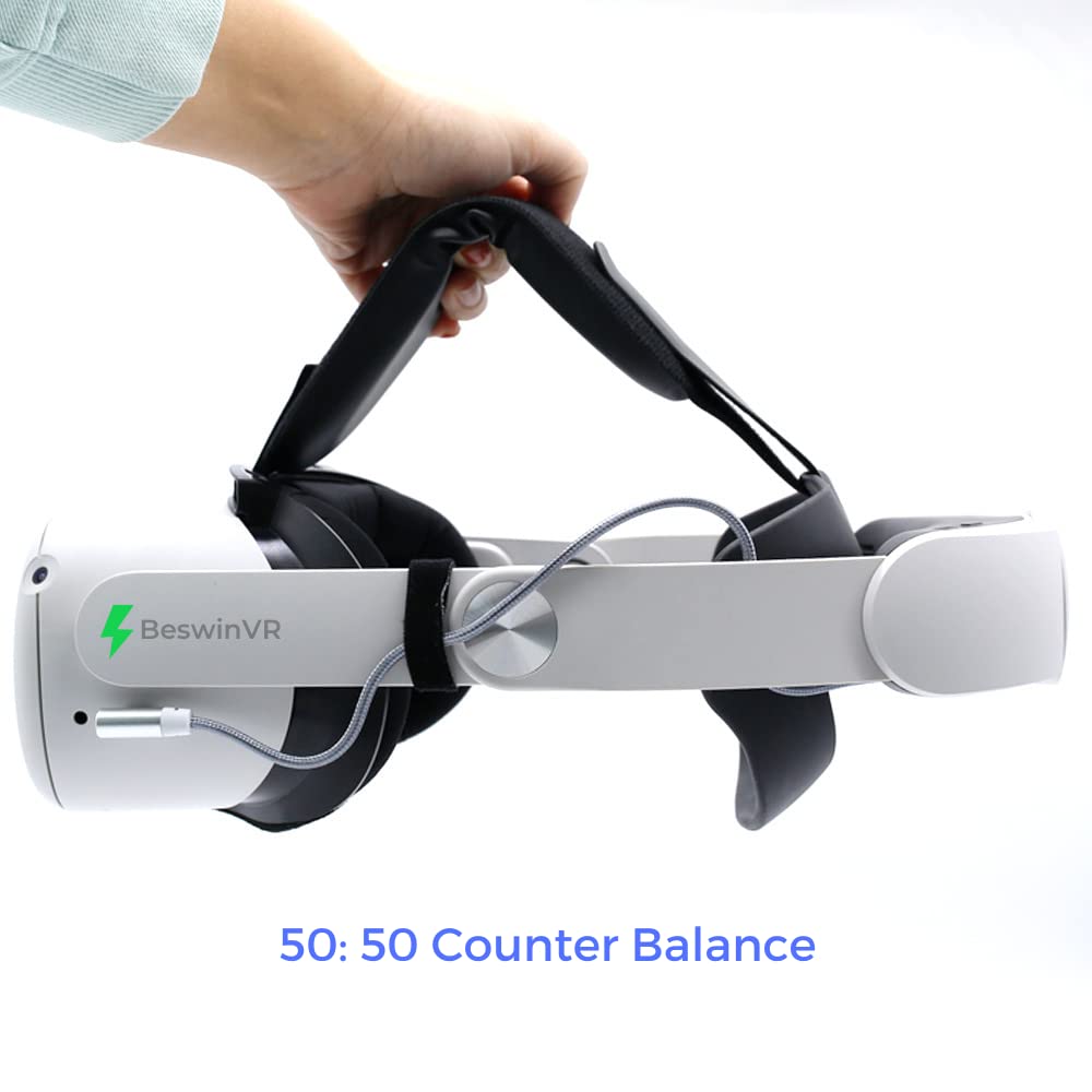 BeswinVR Battery Head Strap 10000mAH for Meta Quest 2 Accessories Extend 6-8hrs Playtime, Replacement for Elite Strap- 10000mAH Strap