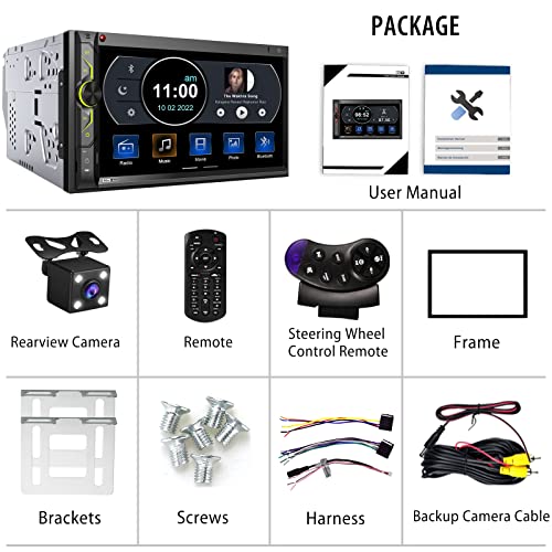 Double Din Car Stereo with Bluetooth: 7inch HD Car Multimedia Receiver β Car Audio MP5 Player | LCD Capacitive Touchscreen | Phonelink | Backup Camera | USB/SD/ AUX Input | AM FM Car Radio | SWC