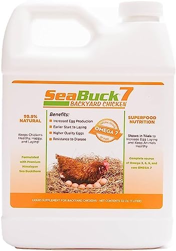 SeaBuck 7 Chicken & Bird Supplement with Sea Buckthorn to Improve Egg Quality (1-Month Supply for 20 Chickens) – Earlier Laying, Egg Production Booster & Higher Quality Eggs