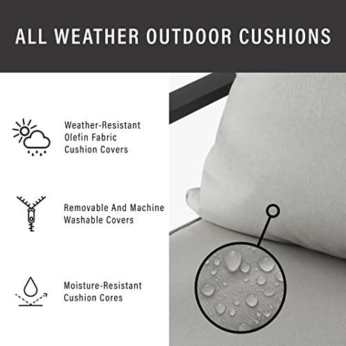Crosley Furniture Otto 2-Piece Swivel Outdoor Chair Set, Dining Patio Chairs for Deck, Backyard, Matte Black with Gray Cushions