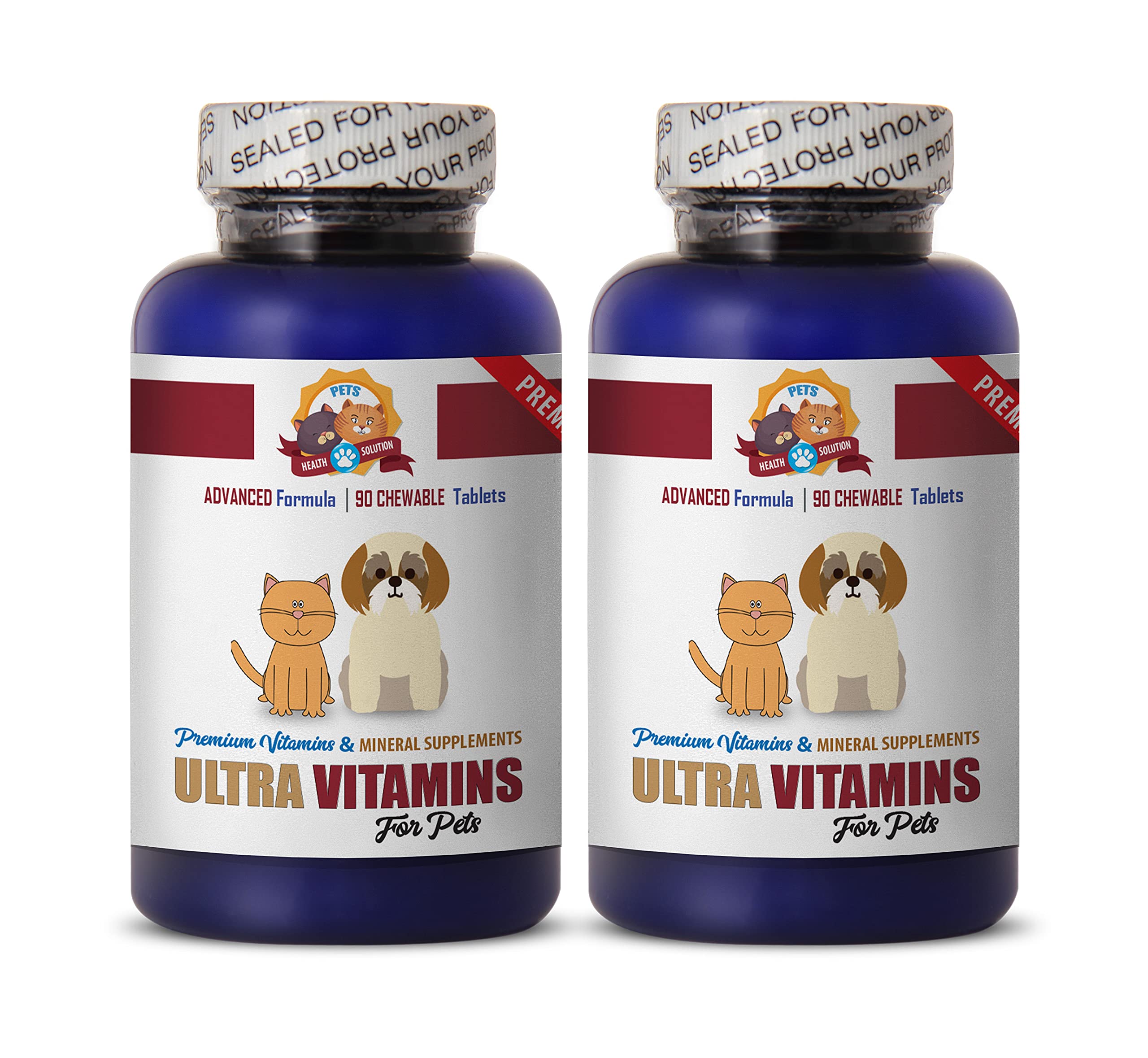 Dog Vitamins and Minerals - Ultra PET Vitamins - Chews - for Dogs and Cats - Mineral Supplement - Dog Liver Support Supplement - 180 Treats (2 Bottles)