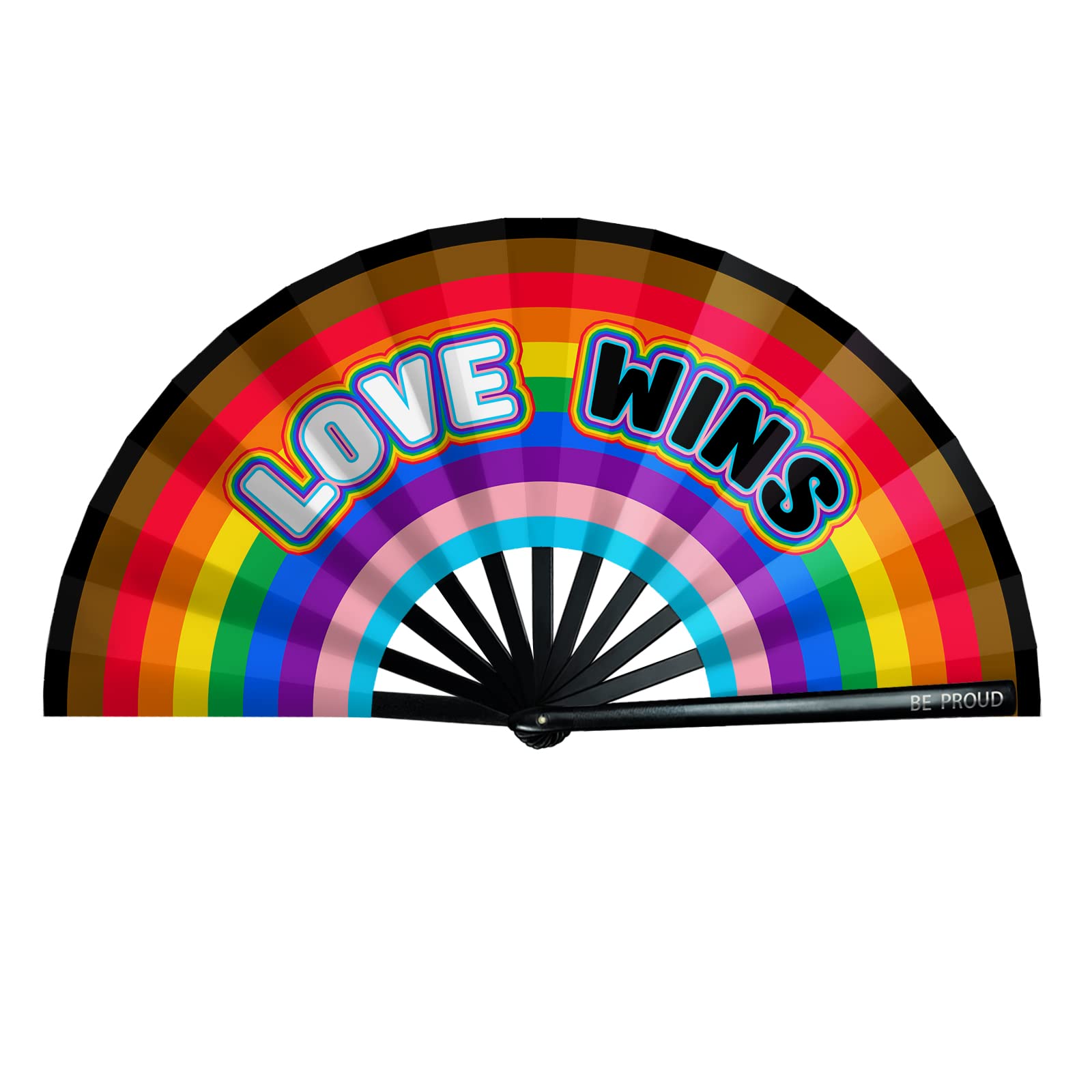 bmuvghi Rainbow Folding Fan Pride Hand Held Fan Gay Pride Stuff Large Clack Hand Fan Foldable Rave Fan for LGBTQIA+ Pride Parade Pride Accessories Stuff