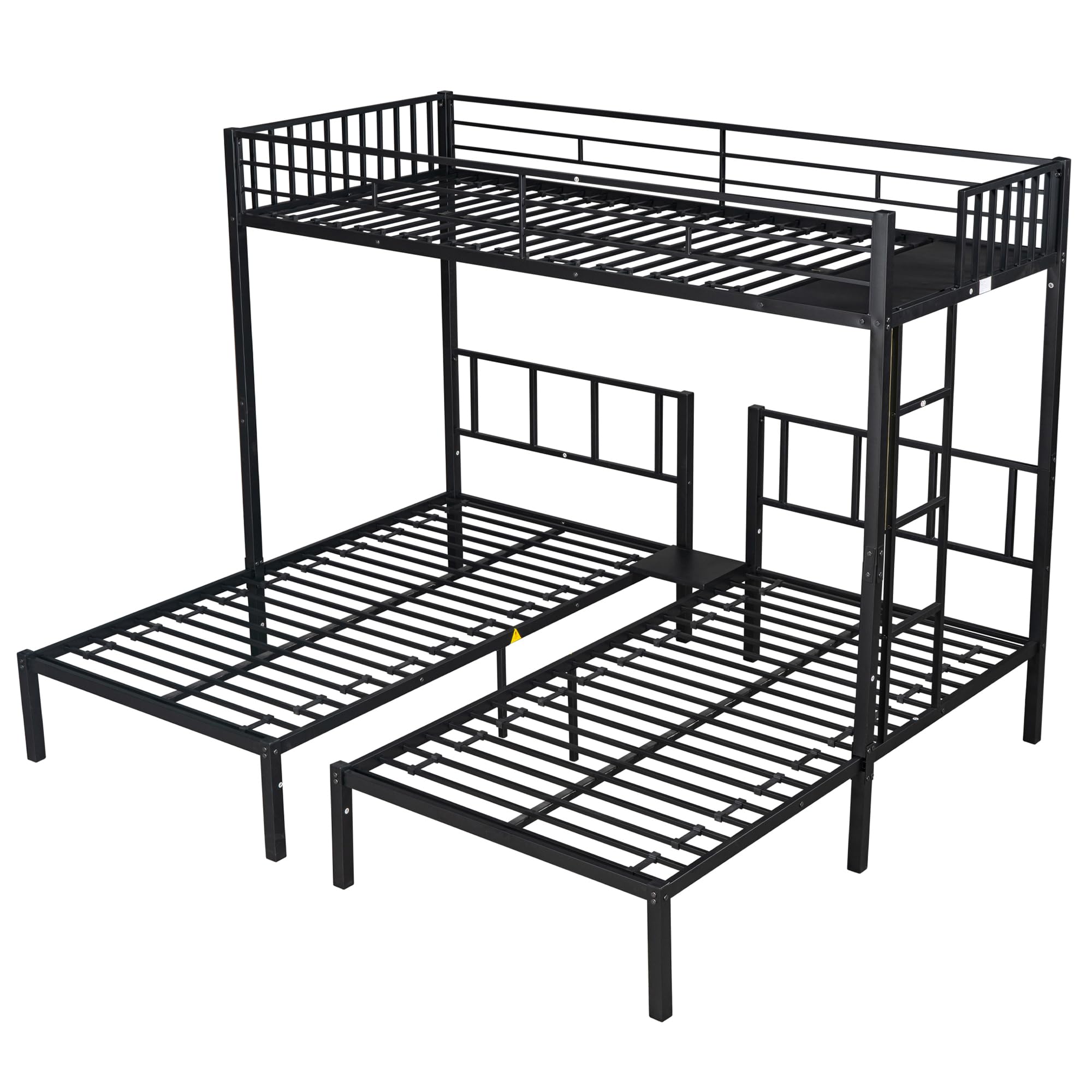 Bellemave Metal Twin Triple Bunk Bed for 3 Kids,Twin Over Twin Over Twin Bunk Beds with Built-in Shelf,Separates Into 3 Twin Beds,Noise Reduced Structure,White