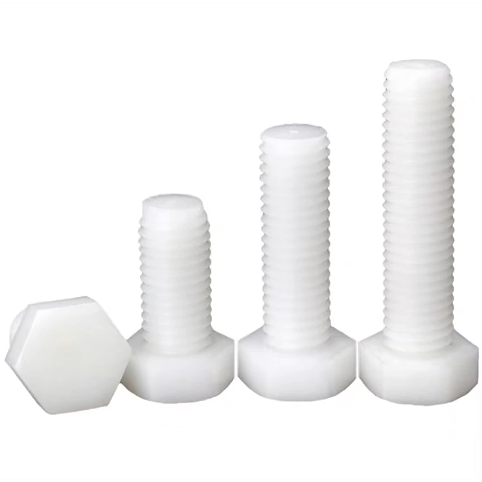 CREULT PA66 Nylon Hex Bolts M12 x 60mm Full Thread Pitch Plastic Male Screws Anti-corrosion Insulation Machine Fasteners White (8pcs)