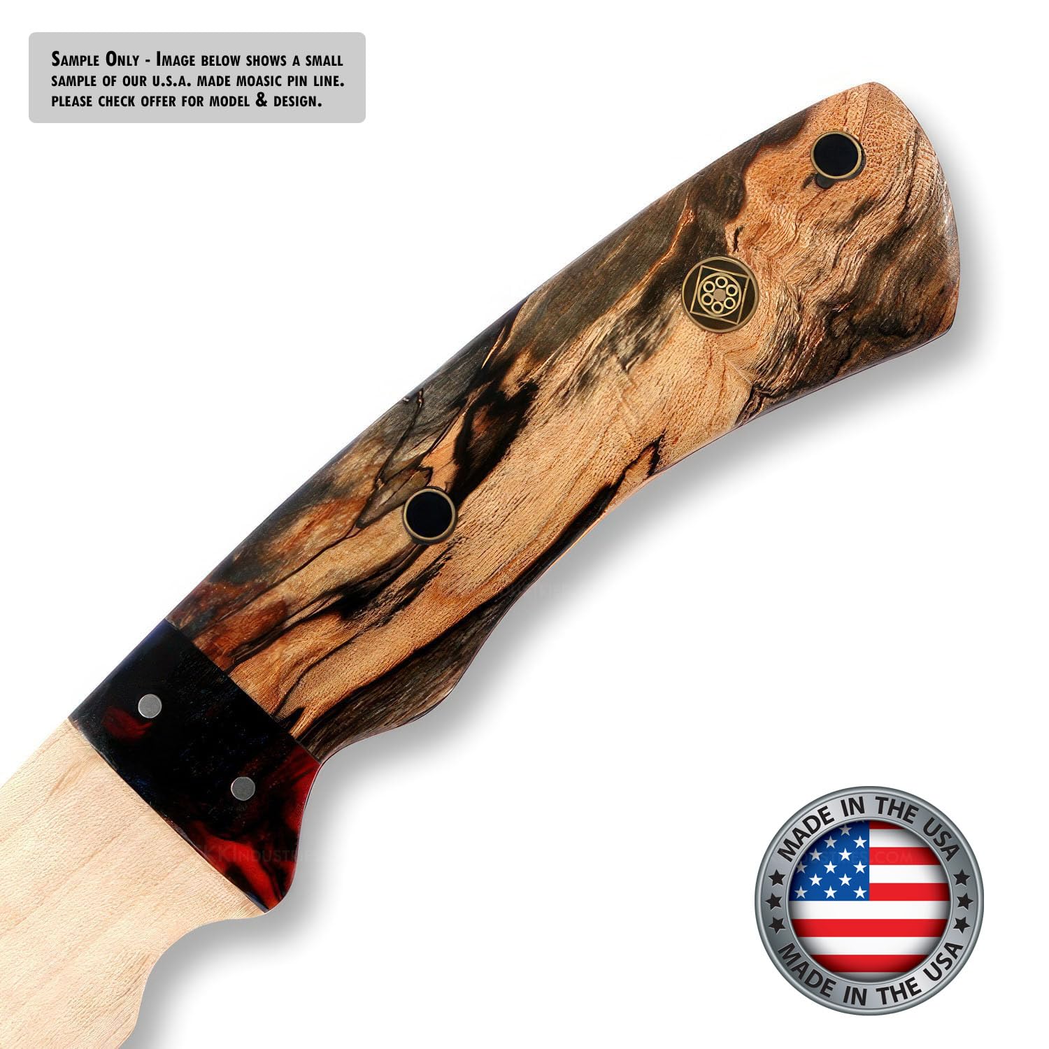 Mosaic Pin - (0.312 (5/16) Inch Diameter) - (Buck) - (MP-1027BB-312) - (Brass Outer)(Brass Inner) - Decorative Knife Handle Pins and Rods for Fixed Blade Knives