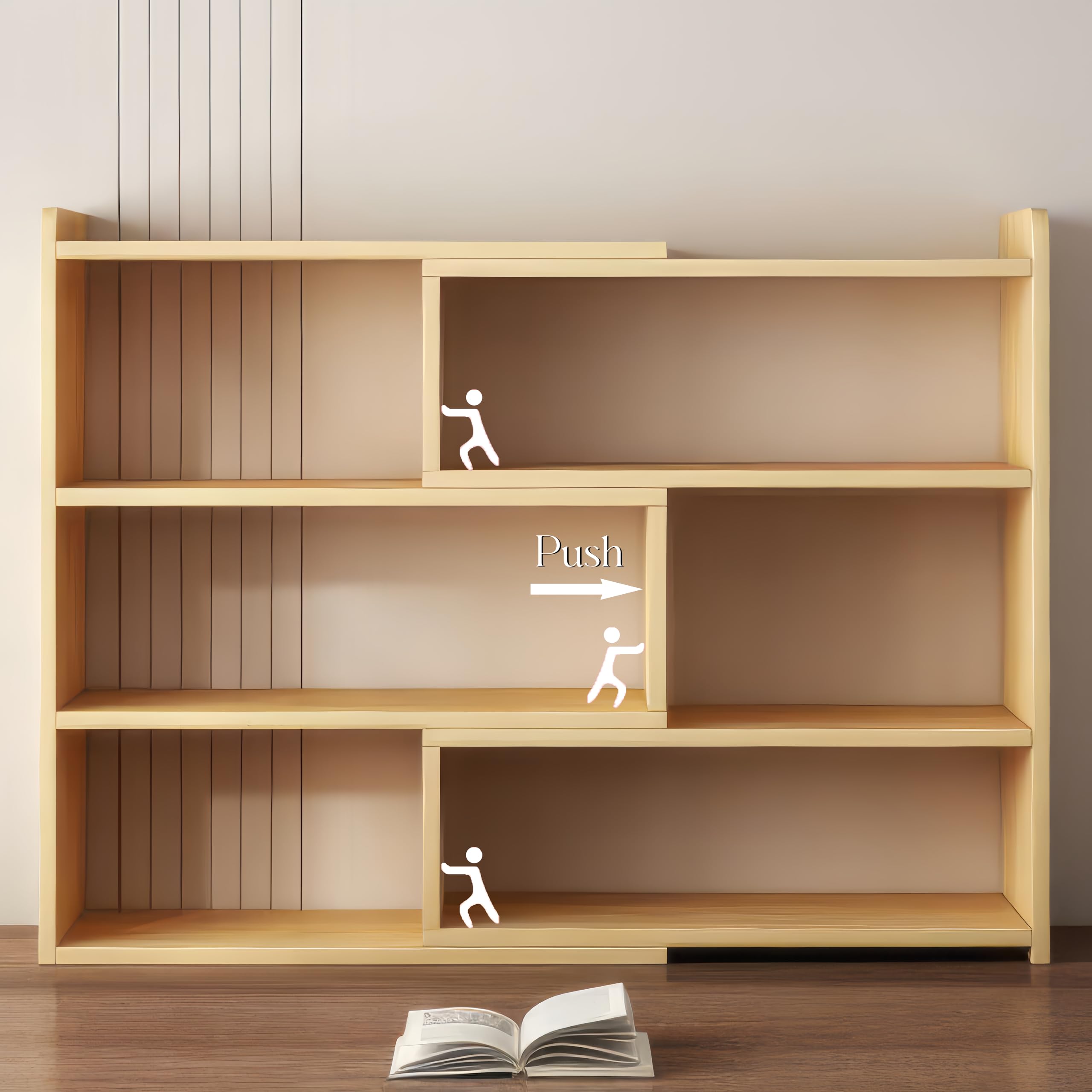 Cmishe 4-Tier Wooden Bookshelf, Expandable 25-47 inch Wide Bookcase, Modern Freestanding Bookcas for Small Space or Corner (Walnut)