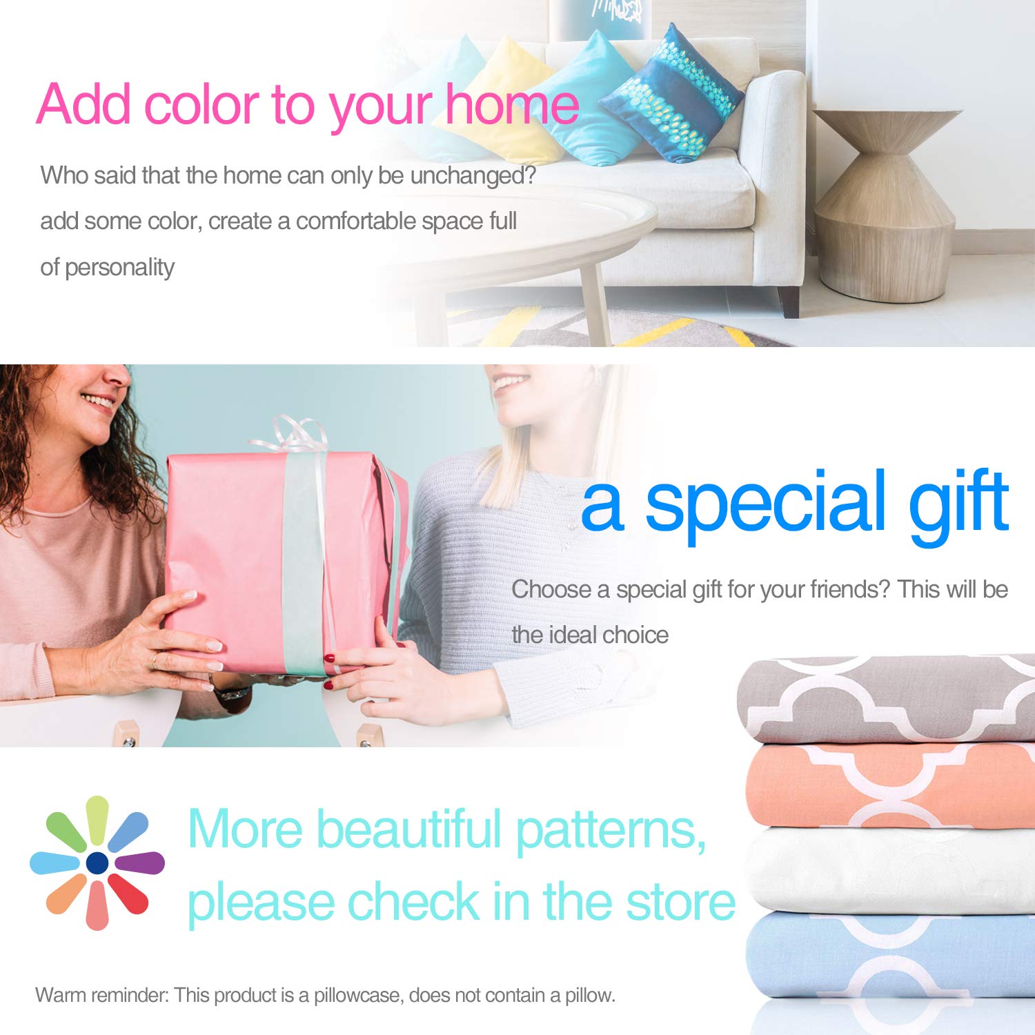 Roses Garden Decorative Throw Pillow Cover Blue and White Stripe Pillow Case Square Cushion Cover Super Soft Brushed Fabric Pillowcase for Home Couch Sofa Bed, 16" x 16"