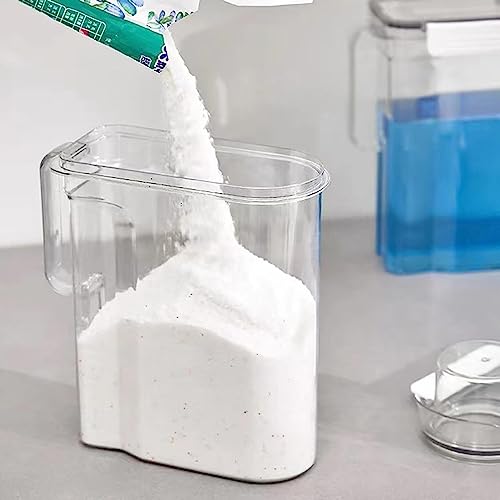 Detergent Storage Bucket, Durable PP Material Washing Powder Container With Measuring Cup Lid, Useful Design Detergent Dispenser, Large Capacity Laundry Powder Storage Dishwashing Liquid