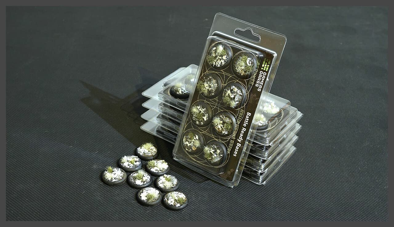 Gamers Grass Battle Ready Bases: Winter Round Lip 30mm (x8)