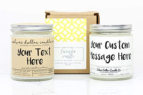 Personalized 8oz/16oz Handmade 100% Soy Wax Scented Candle by Silver Dollar Candle Co.