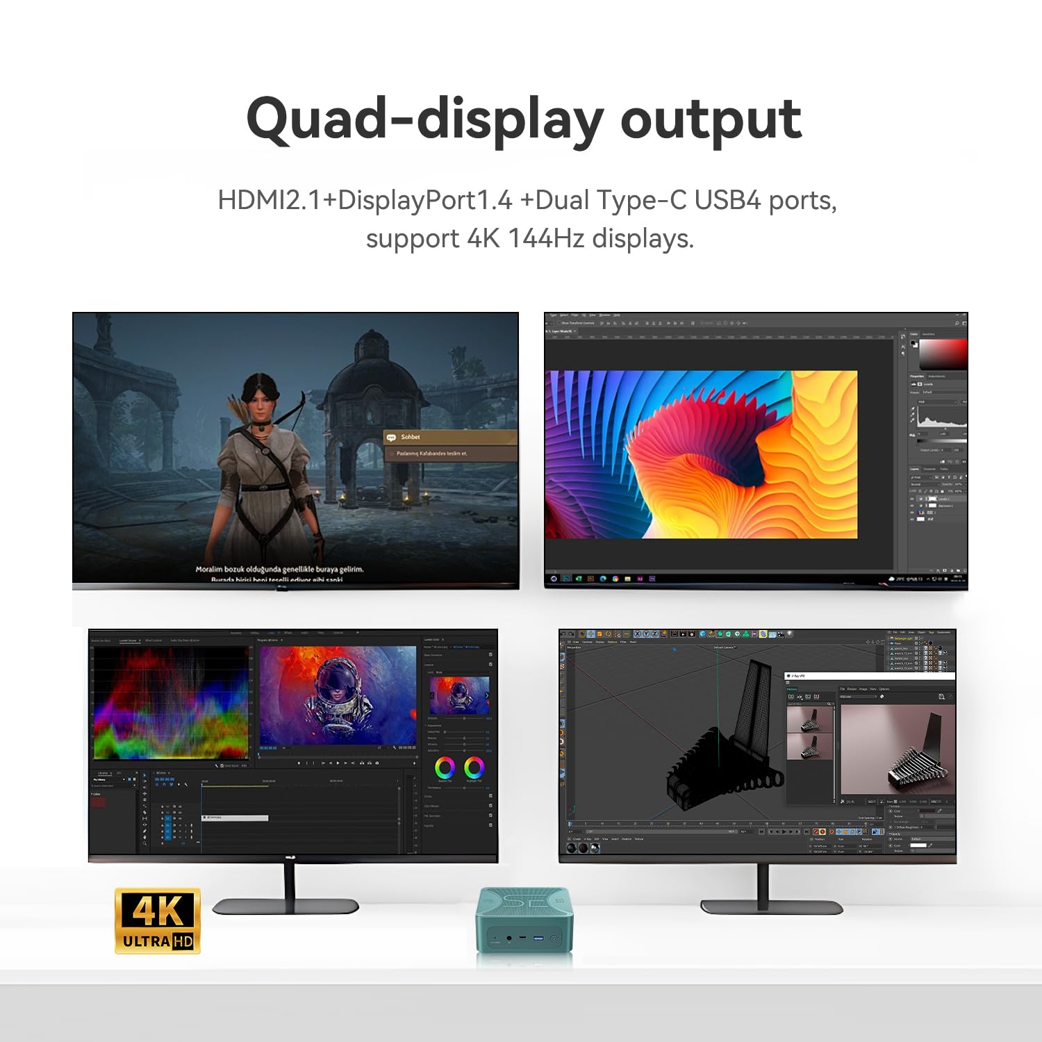 Beelink Ryzen 7 7735HS Processor Mini Gaming PC, Pre-W11 Pro Mini Computers, USB4.0 40Gbps, Triple displays with HDMI+DP+USB 4.0, 500GB PCIe 4.0 SSD, Dual Channel 32GB DDR5, Wi-Fi 6, Bluetooth 5.2