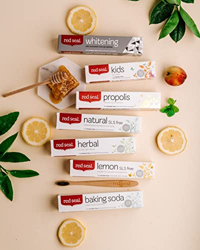 Red Seal Lemon Toothpaste, Friendly Mint Free for Adults with Mint Aversions, Fluoride Free, No SLS, Fresh Citrus Flavor β Refreshing Natural Lemon Flavored Toothpaste, No Mint Flavor 3.5oz