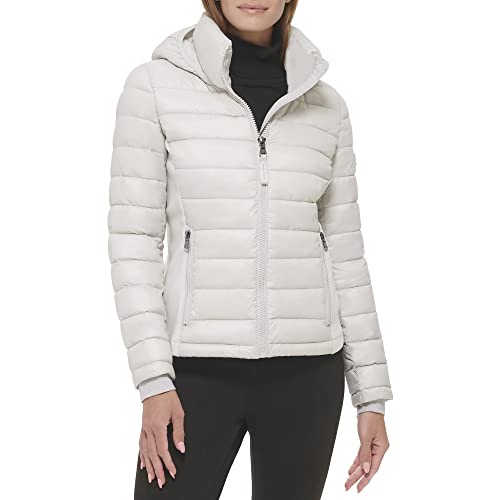 Calvin Klein Women's Water Resistant Casual Lightweight Scuba Side Panels Jacket, Grey Owl, X-Small