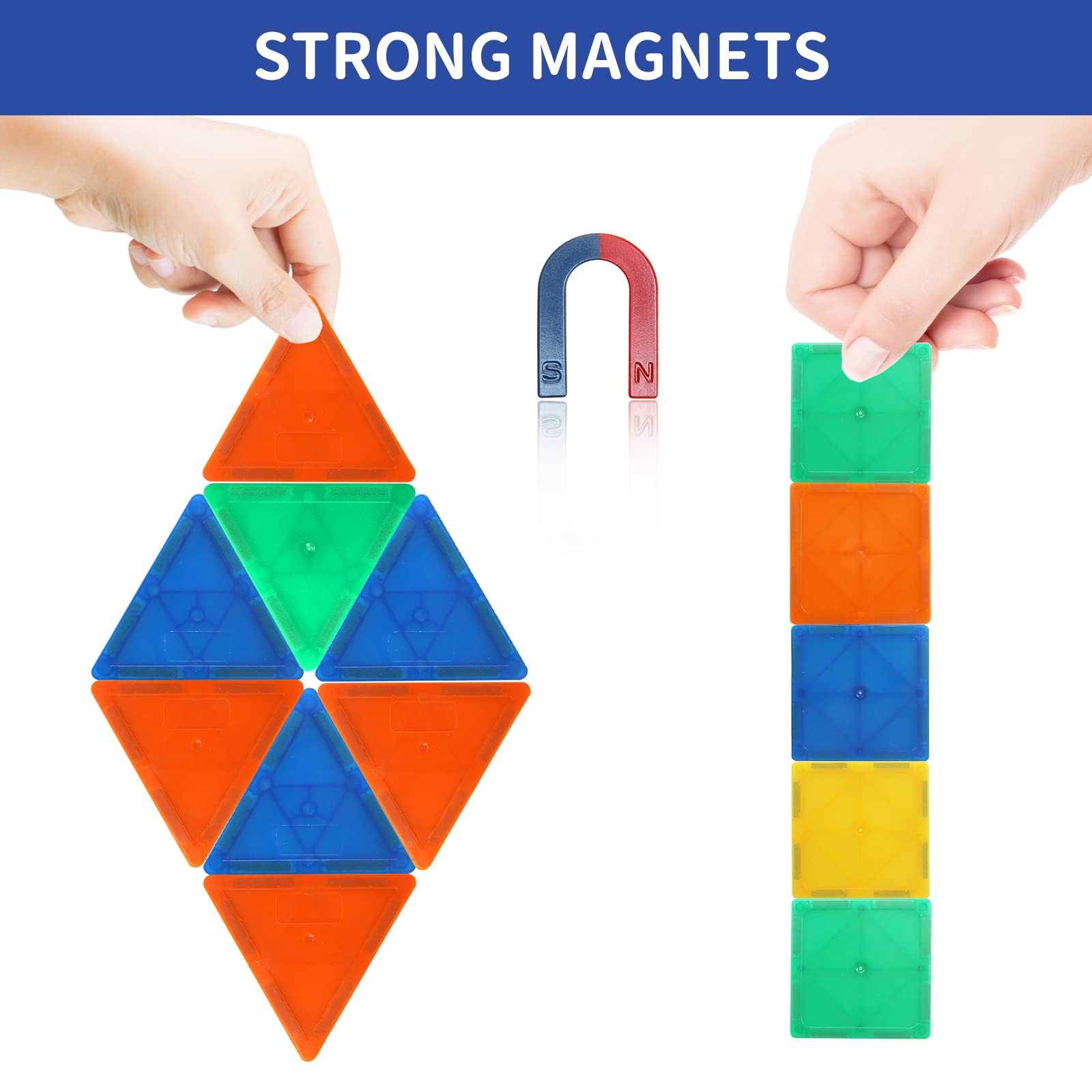 Rotemox 32 Pieces Glow in The Dark Magnetic Tiles Set for Kids 3+, 3D Educational Building Magnetic Blocks, Construction Magnets for Kids Birthday Gift