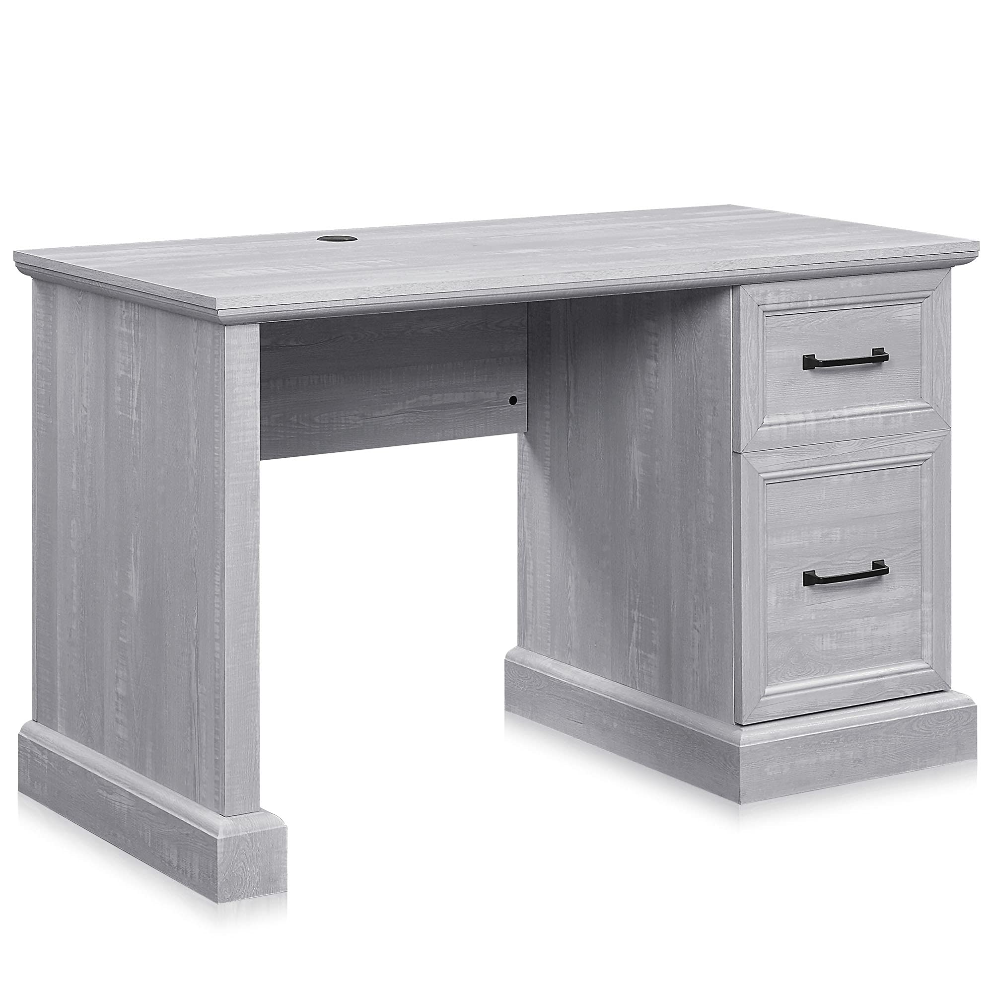 BELLEZE 62 Inch Executive Home Office Computer Desk Table with Two Storage Drawers, Two File Drawers, Slideout Keyboard, and Mouse Shelf - Rhudi (Stone Gray)